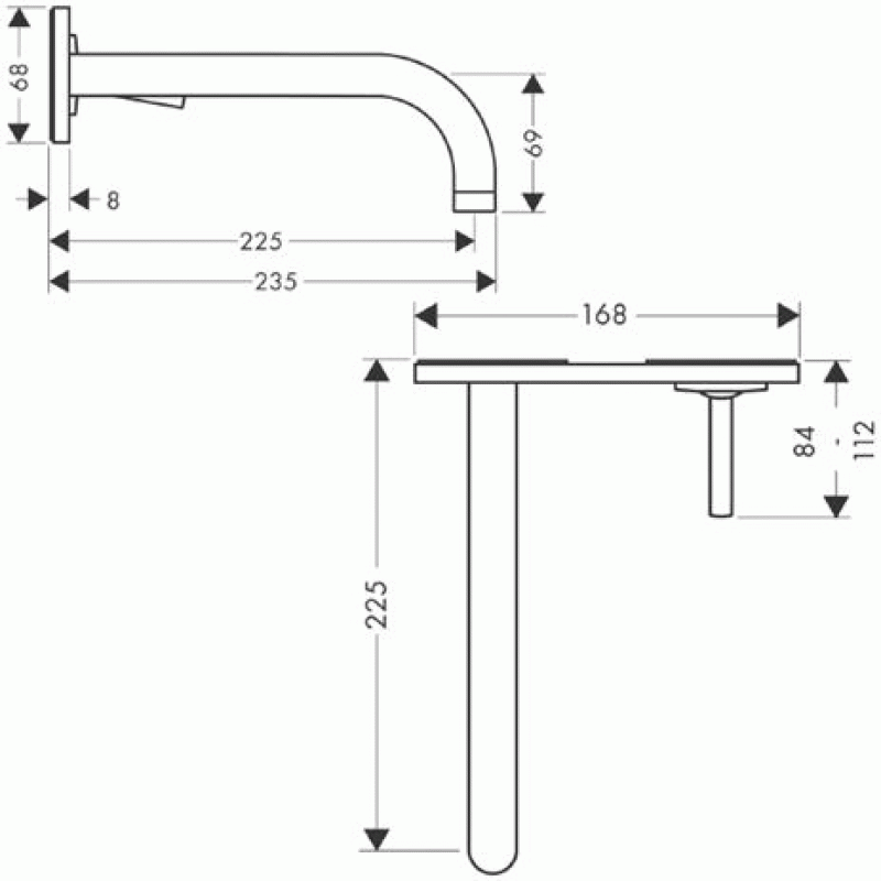Einhebel-Waschtischmischer Unterputz mit Platte und langem Auslauf DN15 ...