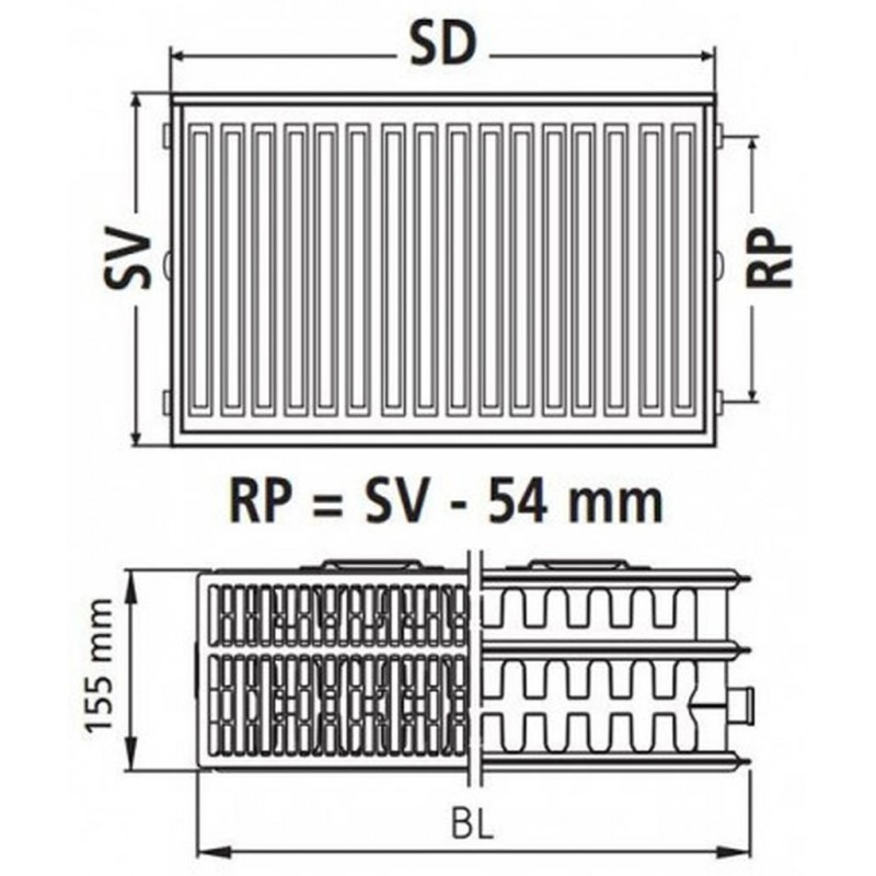 Kermi Therm X2 Profil-K Kompaktheizkörperr 33 600 / 1600 FK0330616