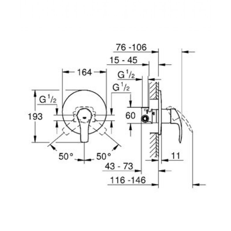 GROHE Eurosmar Duschmischer, chrom 33556002