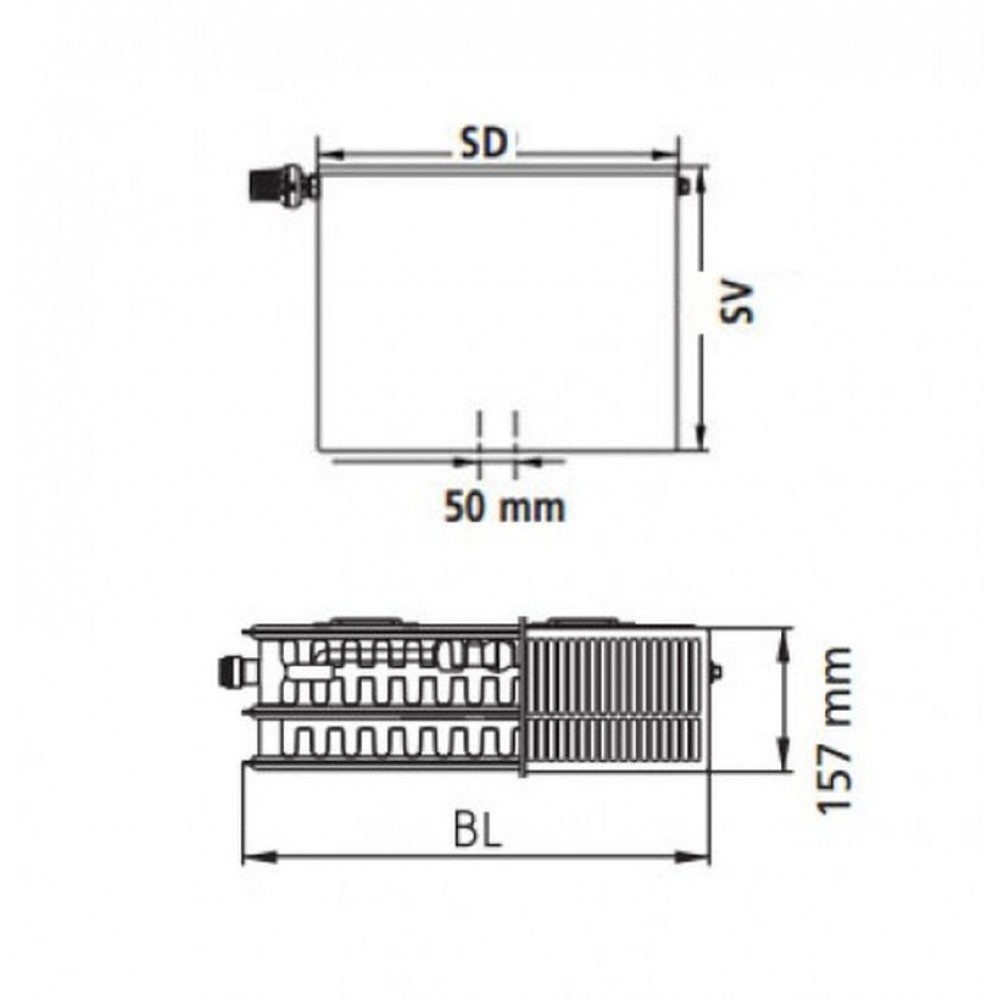 Kermi Therm X2 Plan-Kompakt - VM Mittelanschluss 33 600 / 1600 ...
