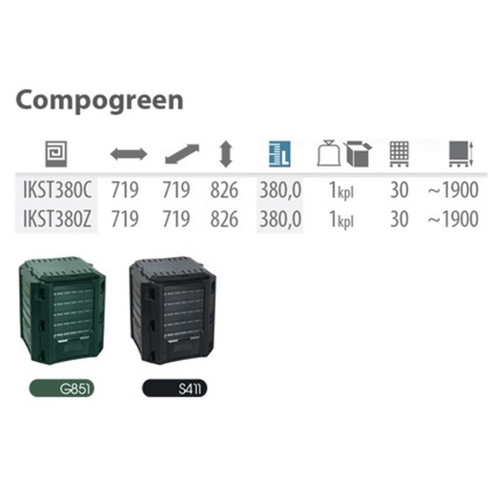PROSPERPLAST COMPOGREEN Gartenkomposter 380 L, schwarz IKST380C